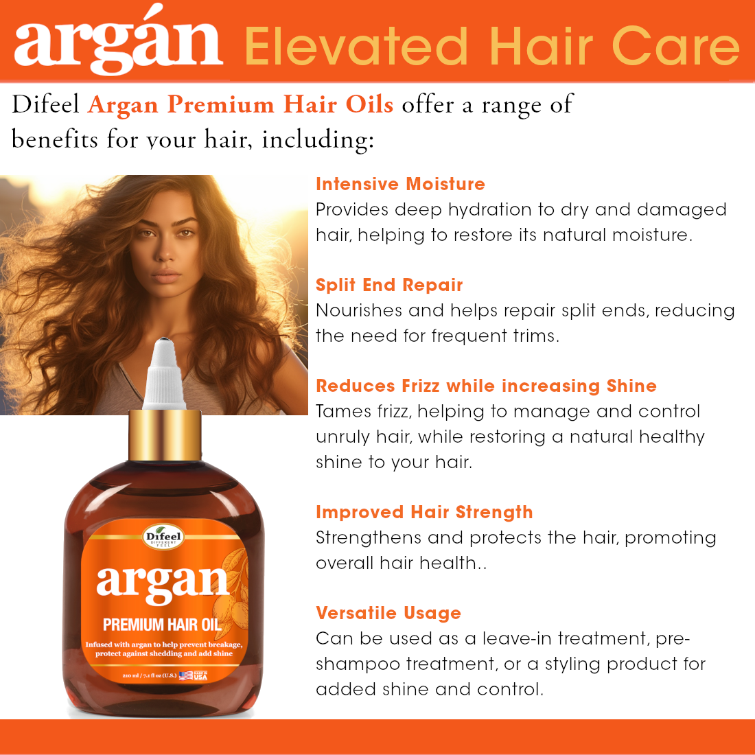 Difeel Elevated Argan Premium Hair Oil 7.1 oz. | difeel - find your ...