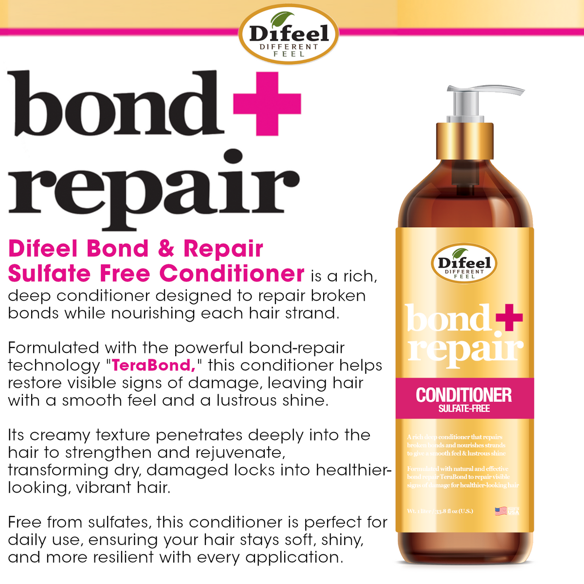 Difeel Bond & Repair Sulfate Free Conditioner 33.8 oz. | difeel - find ...