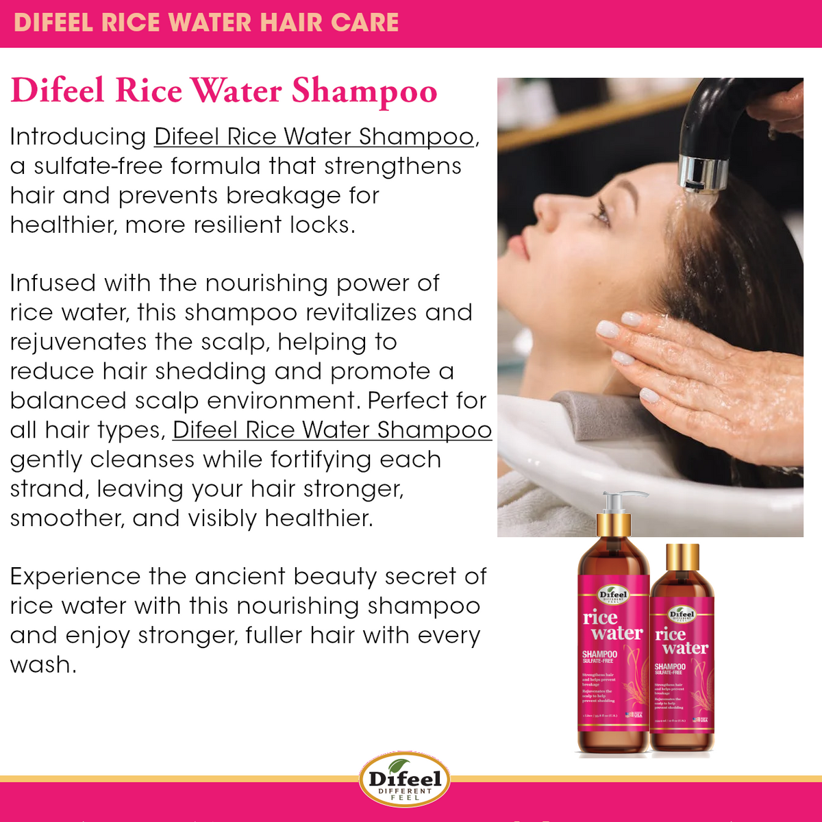 Difeel Rice Water Hair Care Ultimate Shampoo & Conditioner 6PC Set ...
