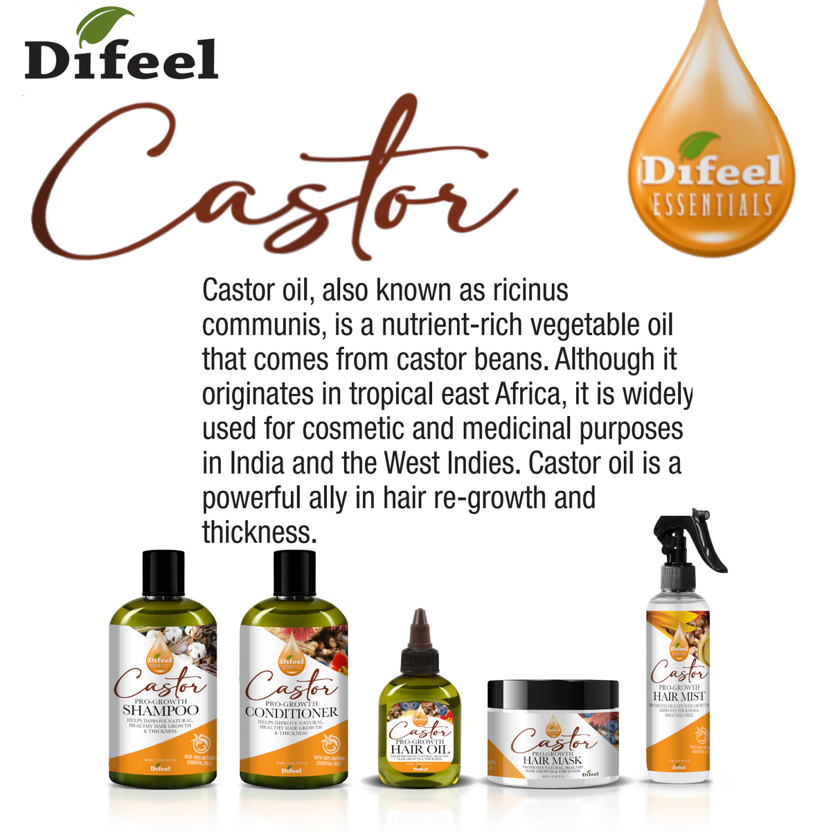 Difeel Essentials Castor Pro-Growth - Hair Oil 2.5 oz. | difeel - find ...