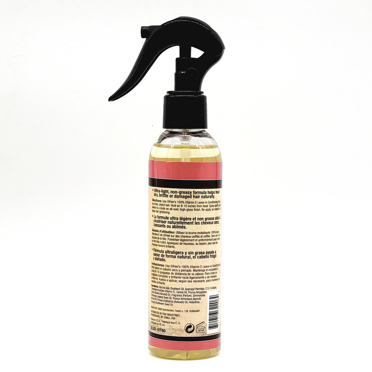 Difeel Anti-Frizz Leave in Conditioning Spray with 100% Pure Vitamin E ...