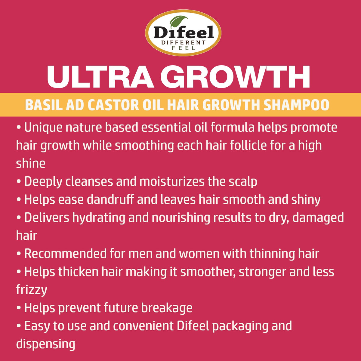 Difeel Ultra Growth Basil & Castor Oil Pro Growth Shampoo 12 oz ...